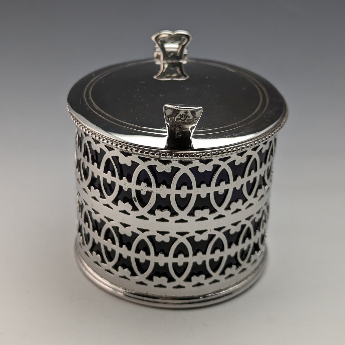 1910 British Antique Pure Silver & Bluegrass Mustard Pot & Spo – SILVER-LUG