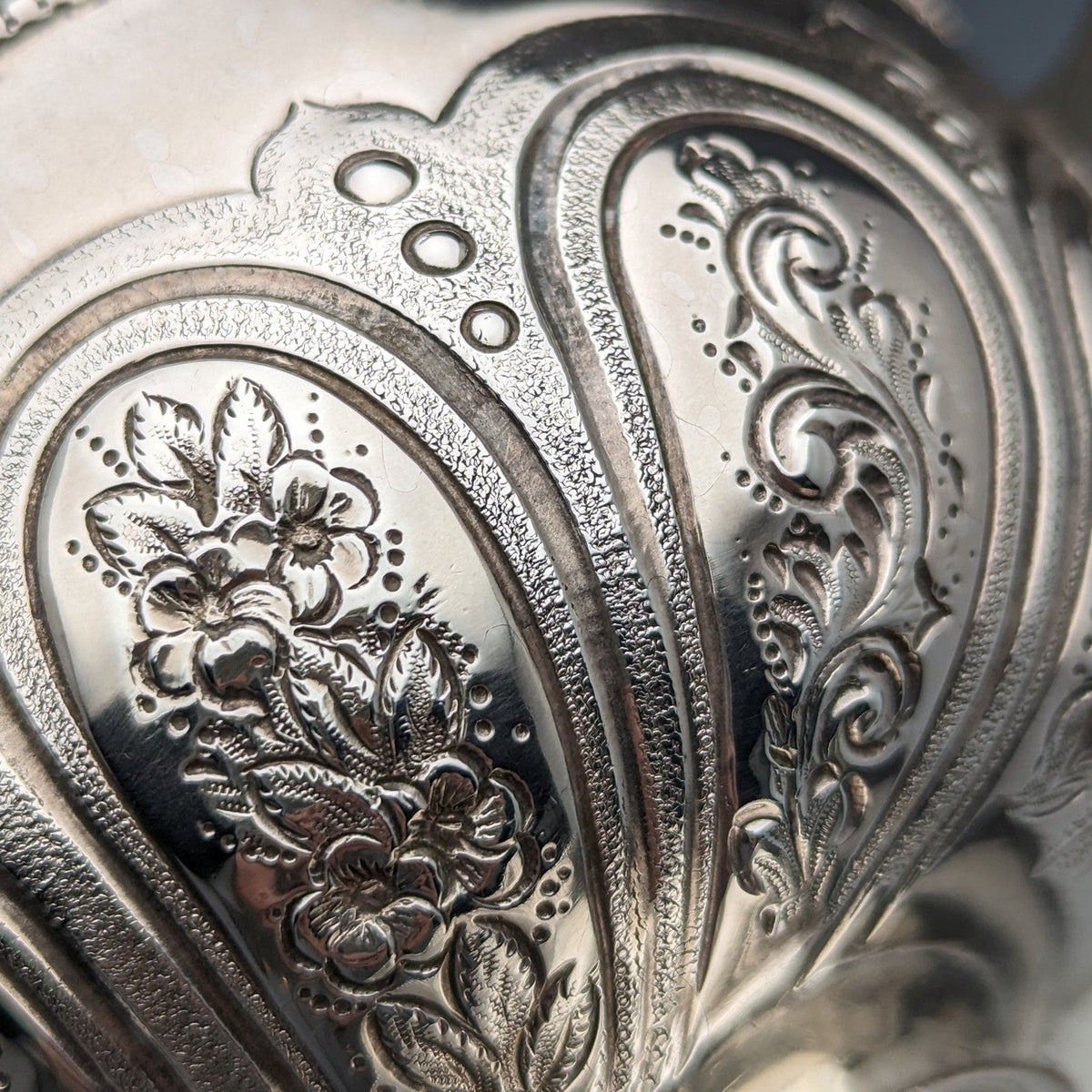 Circa 1889 British antique sterling silver bachelor tea set, total wei ...