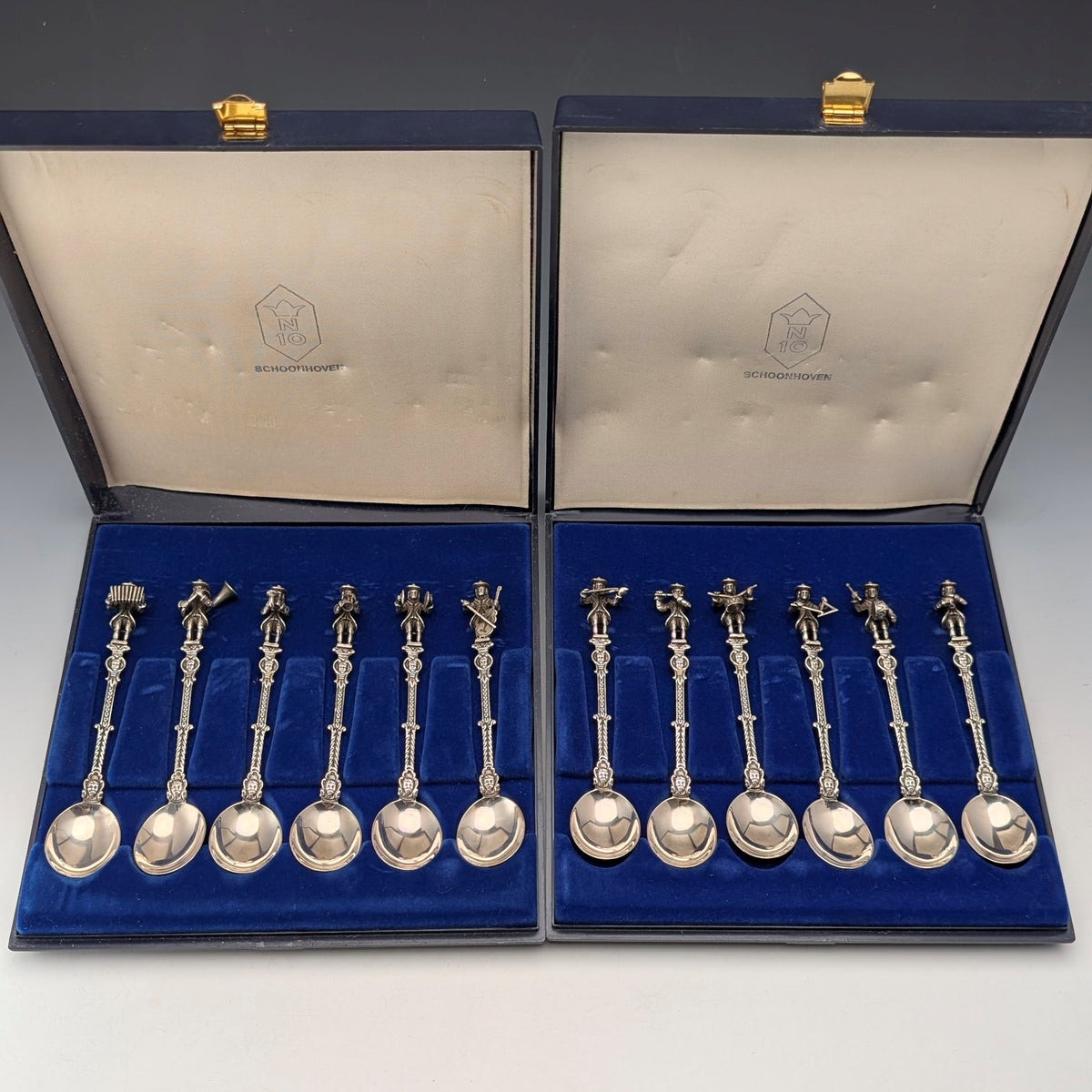 Dutch Vintage Musician Engraved 835 Sterling Silver Spoons (12 pieces ...
