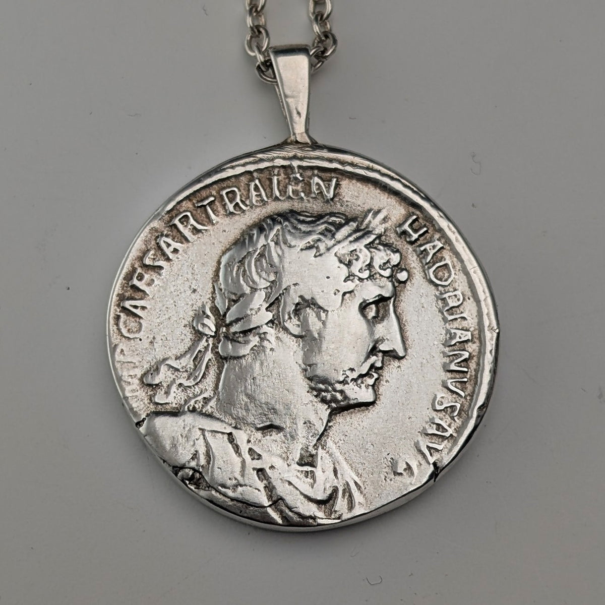 British Vintage Sterling Silver Ancient Roman Coin Replica Pendant wit ...
